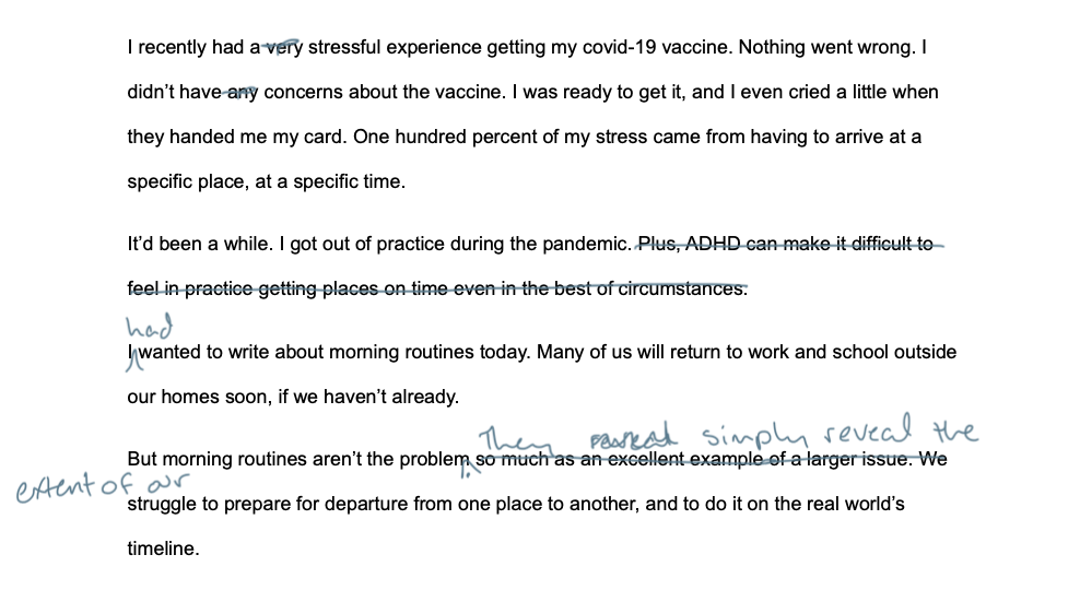 My editing process: blog post opening - Jaclyn Paul / Lena George